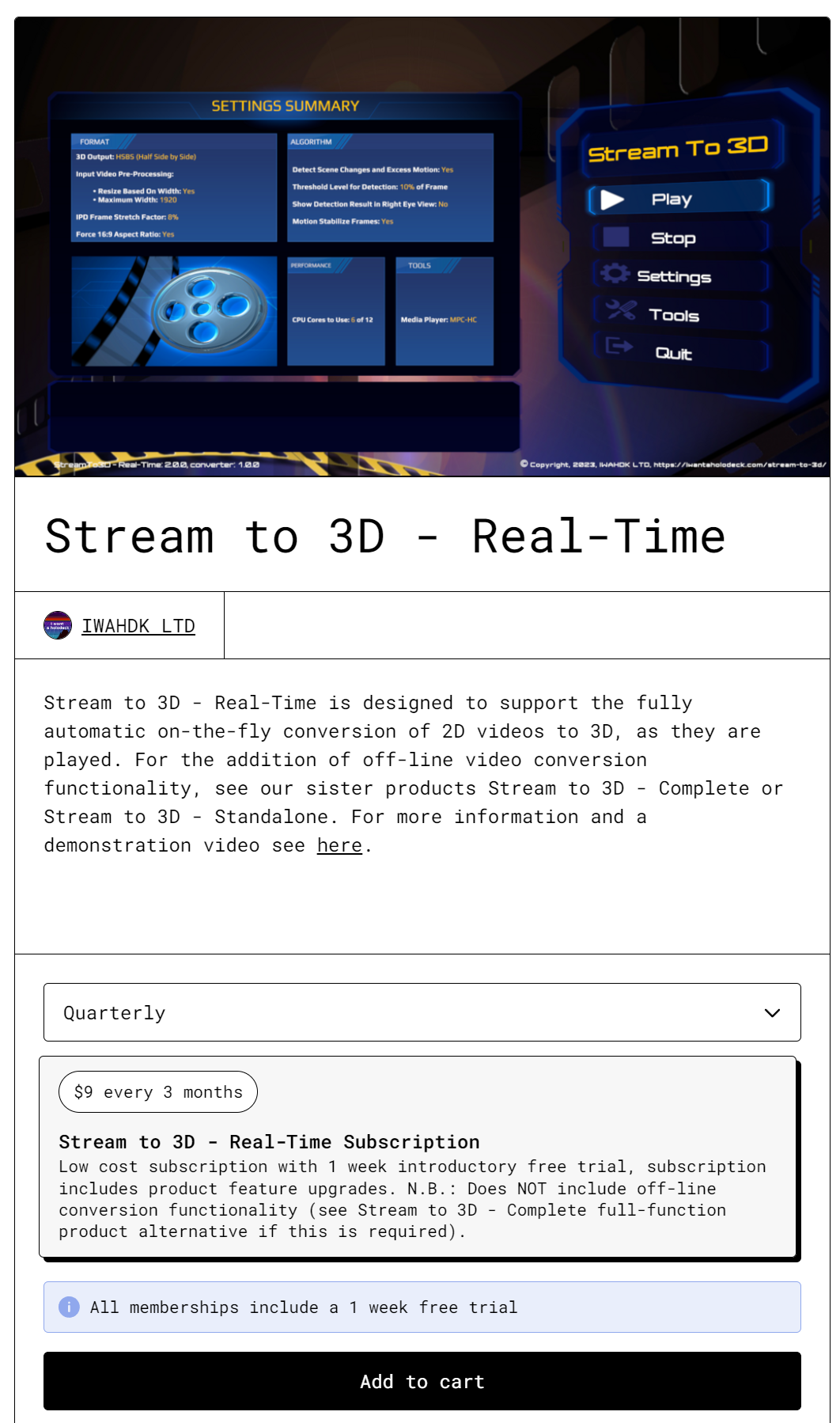 Stream to 3D - Purchase