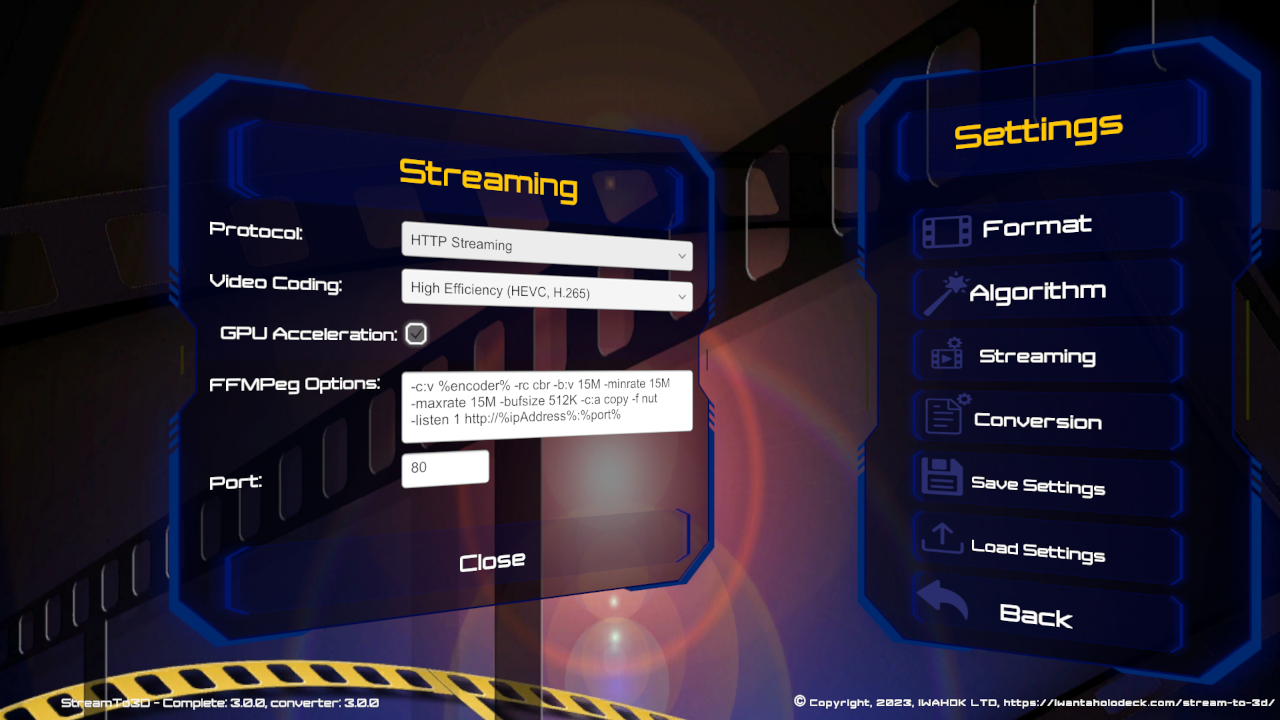 Setting FFMPeg options for Streaming and Video Conversion